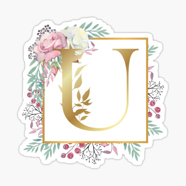 "Floral Golden Monogram U" Sticker for Sale by babuinosargas | Redbubble