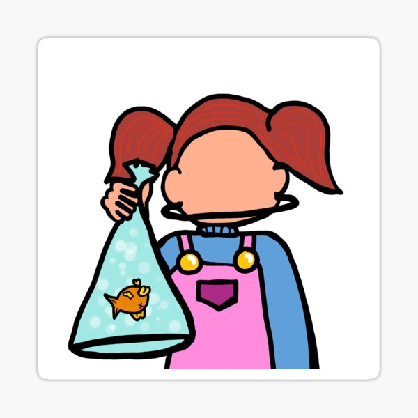 "Darla the fish killer " Sticker for Sale by TheDoodleFairy | Redbubble