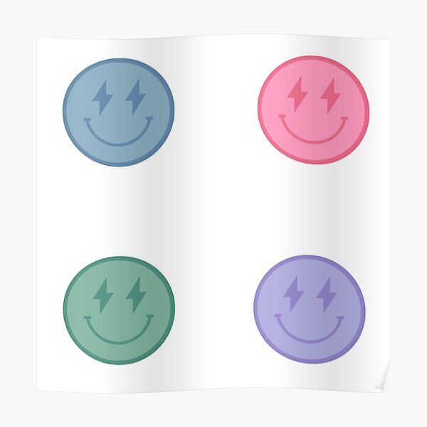 "colourful lightning bolt smiley face" Poster for Sale by Pinkdasies ...