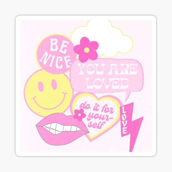 "Pink and Yellow Collage" Sticker for Sale by ansleyglover | Redbubble