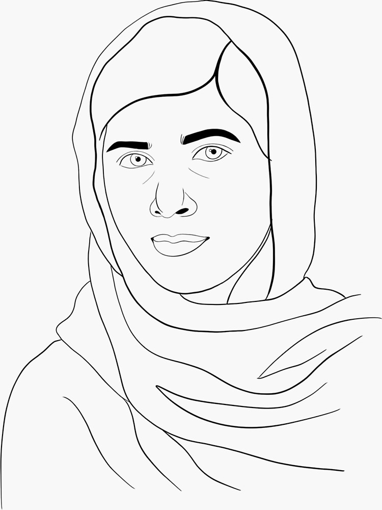 "Malala line art" Sticker by wonderfulwomen | Redbubble