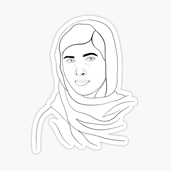 "Malala line art" Sticker by wonderfulwomen | Redbubble