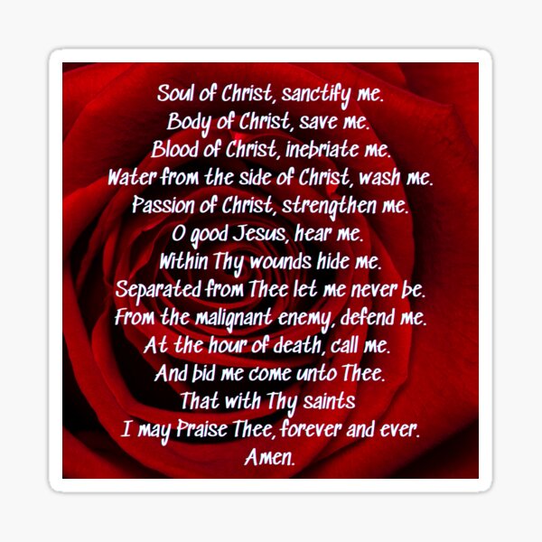 "Anima Christi | Prayer | Christian Gifts | Red Rose Floral Theme ...