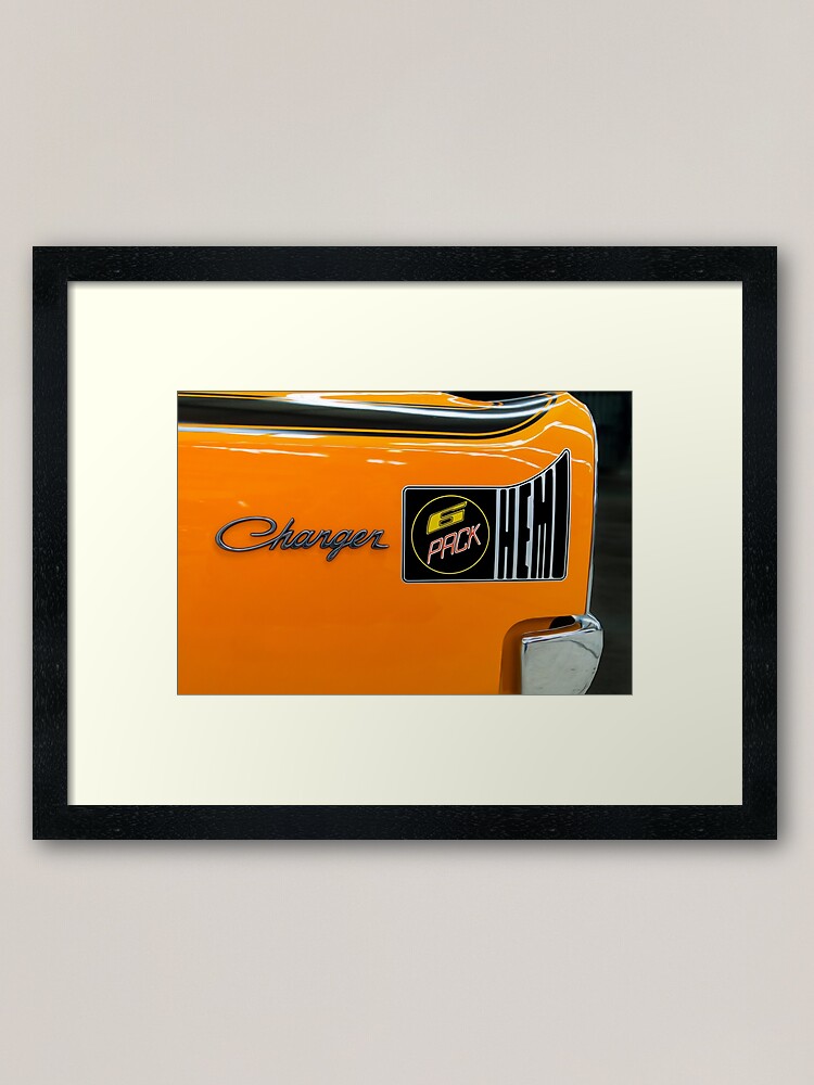 "Chrysler Valiant Charger RT 6 pack Emblem" Framed Art Print for Sale ...