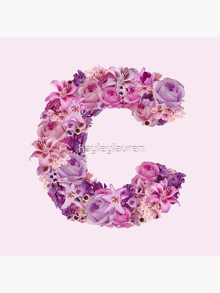 Póster «Letra C | Patrón de flor rosa | Arte de la letra | Tipografía ...