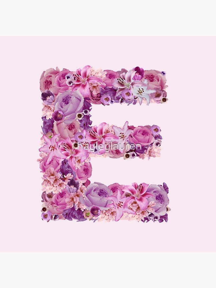 Póster «Letra E | Patrón de flor rosa | Arte de la letra | Tipografía ...