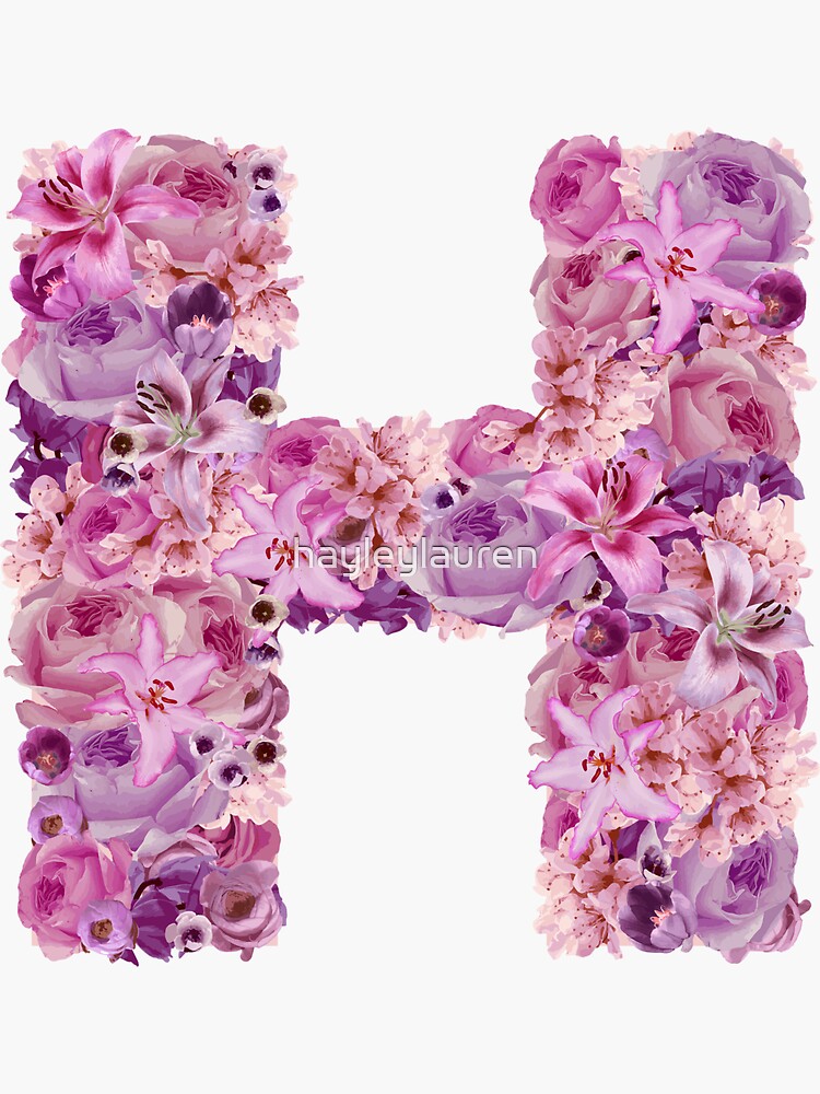 "Letter H | Pink Flower Pattern | Letter Art | Typography" Sticker by ...
