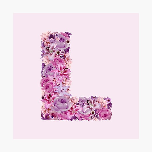 Lámina fotográfica «Letra L | Patrón de flor rosa | Arte de la letra ...