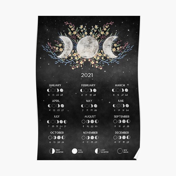 "Moon Phases Calendar" Poster for Sale by CrystalsRemain | Redbubble