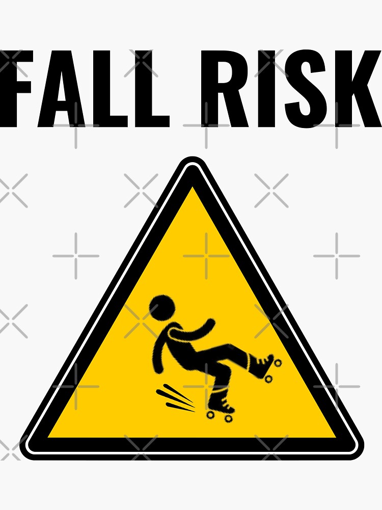 "Fall Risk - Roller Skater Falling Sign Funny" Sticker for Sale by ...