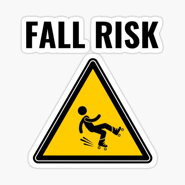 "Fall Risk - Roller Skater Falling Sign Funny" Sticker for Sale by ...