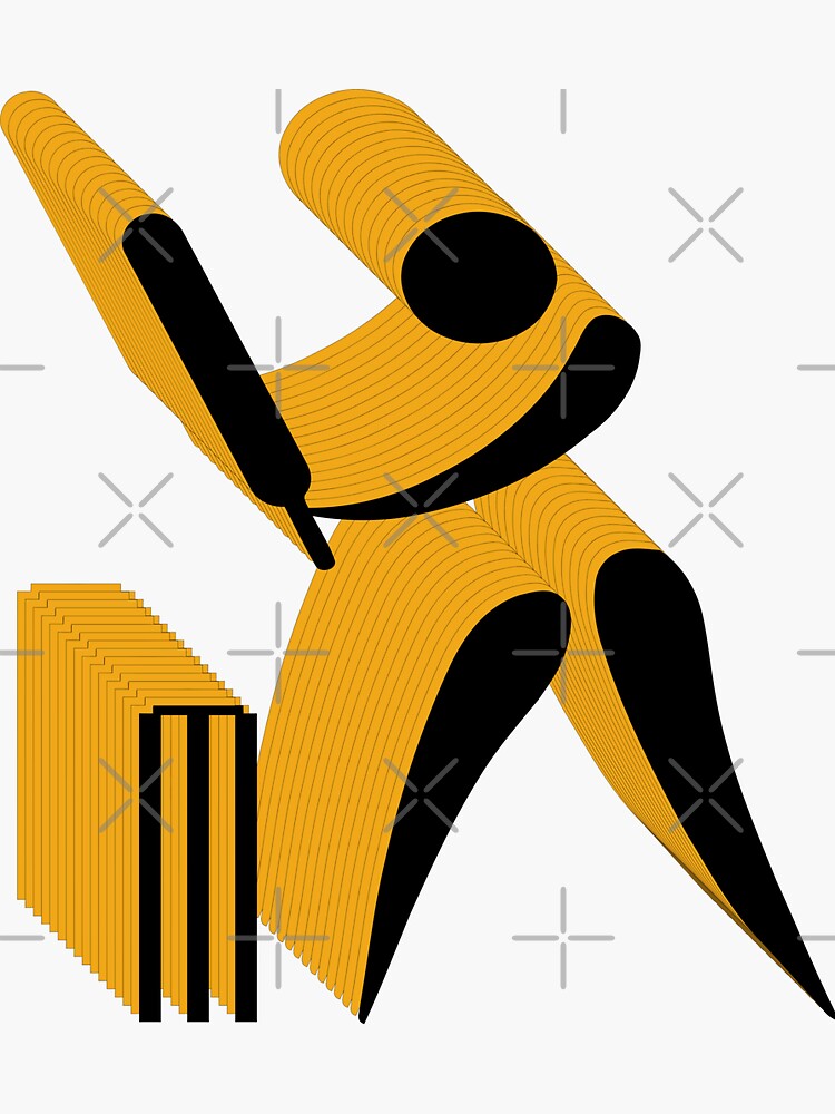 "Batter Batting Pictogram With Yellow Shadow - Cricket" Sticker for ...