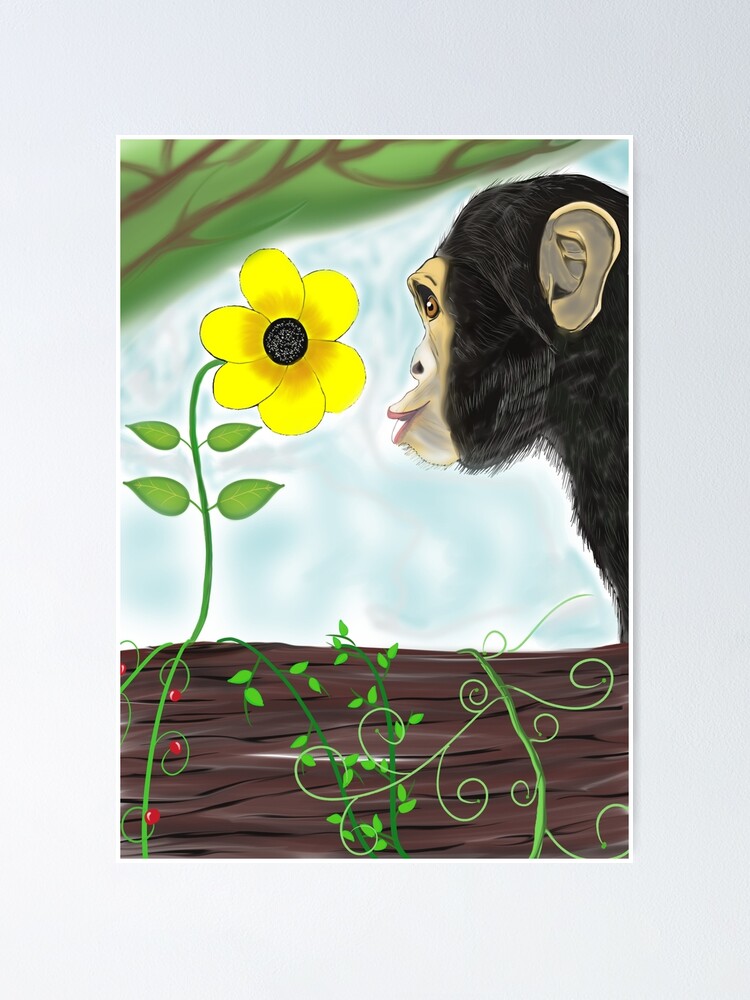"Cute chimp" Poster for Sale by Oviyam | Redbubble