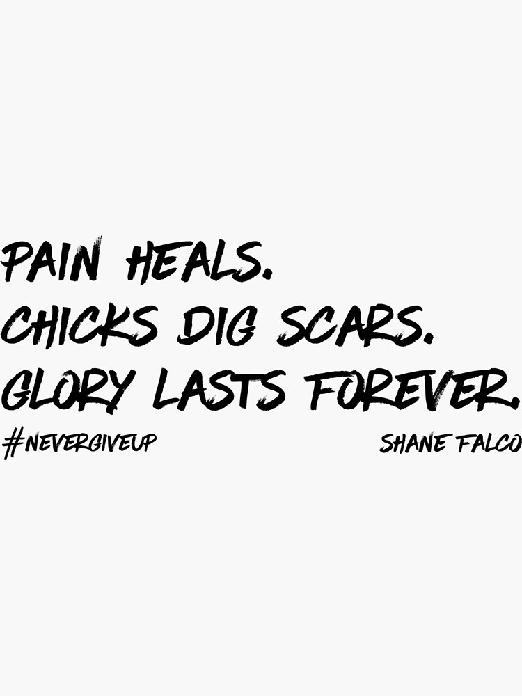 "Pain Heals. Chicks Dig Scars. Glory Lasts Forever. Shane Falco Sticker ...