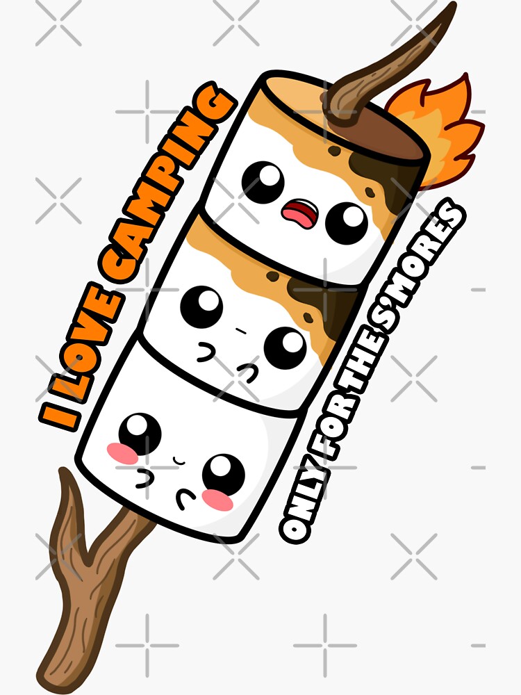 " Cute Cartoon Marshmallow || I love Camping, only for the S'mores ...