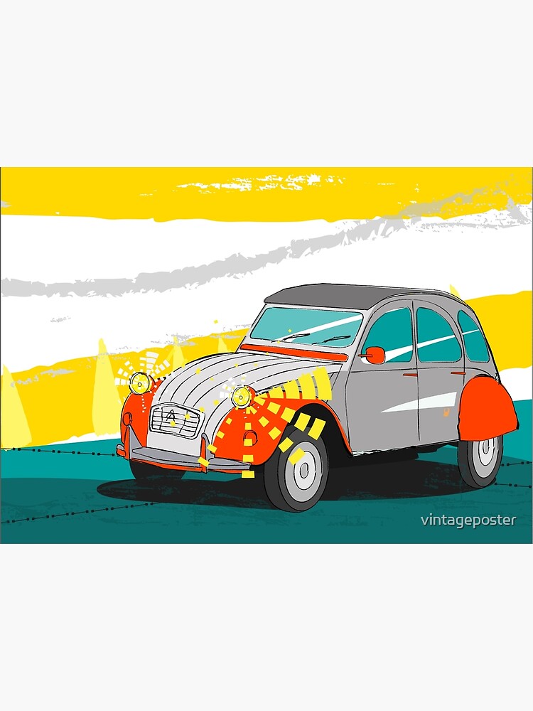 "Citroën - 2cv - Vintage Car Poster" Photographic Print by ...