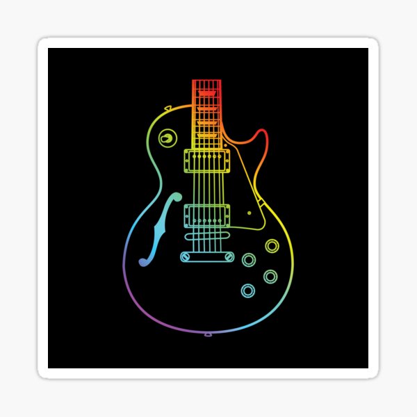 "LP-Style Electric Guitar Body Colorful Outline" Sticker for Sale by ...