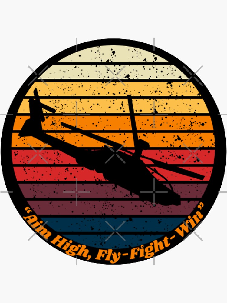 "Aim High, fly-fight-win, air force quote vintage sunset " Sticker for ...