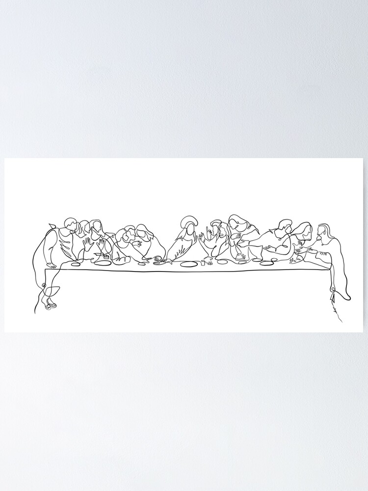 "Last supper one line drawing" Poster for Sale by gurumama | Redbubble