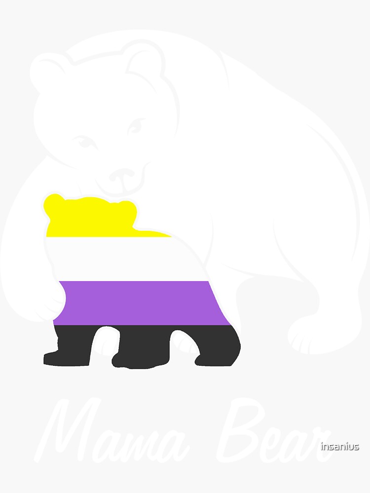 "Non Binary Mama Bear Non-Binary Bear" Sticker for Sale by insanius | Redbubble