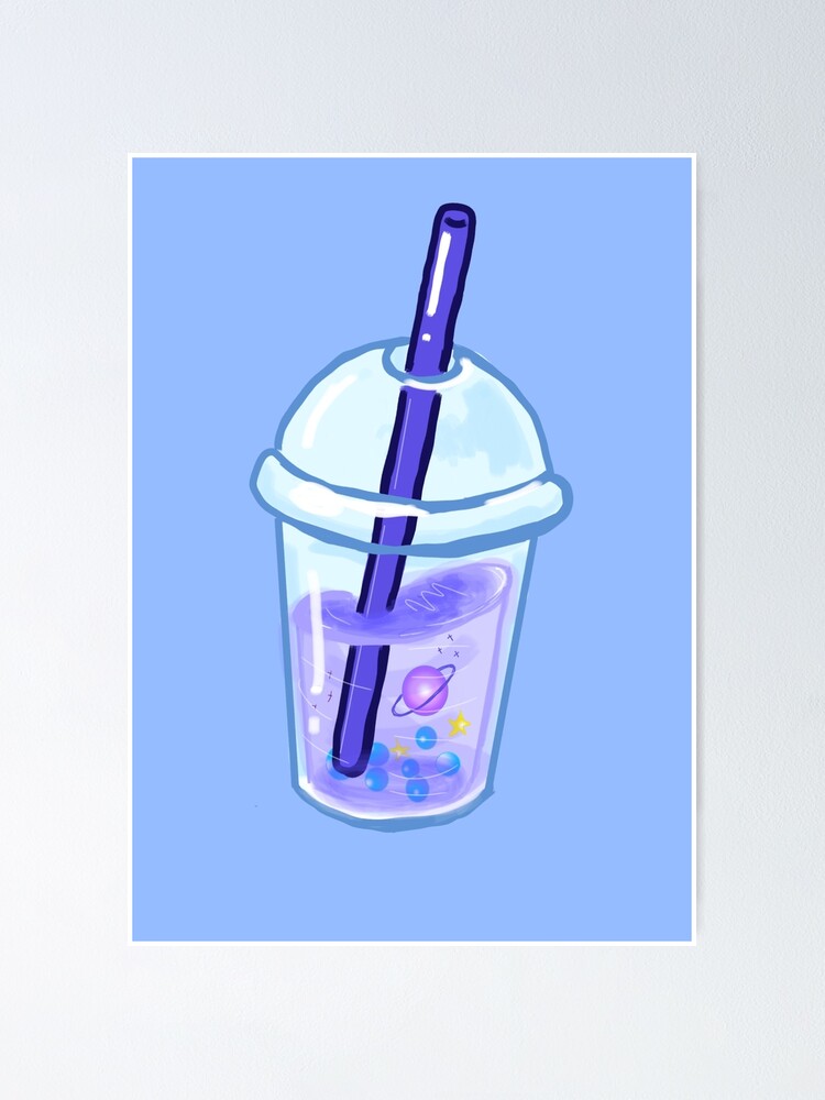 "Bubble tea - Space planet tea blue background " Poster for Sale by ...