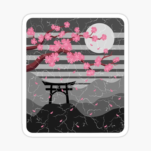 "Aesthetic Japanese Cherry Blossom Sakura Vintage Samurai" Sticker for ...