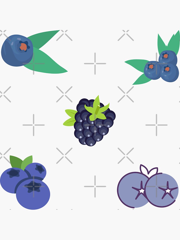 "Cute Bunch of blue berries with leaves" Sticker for Sale by The ...