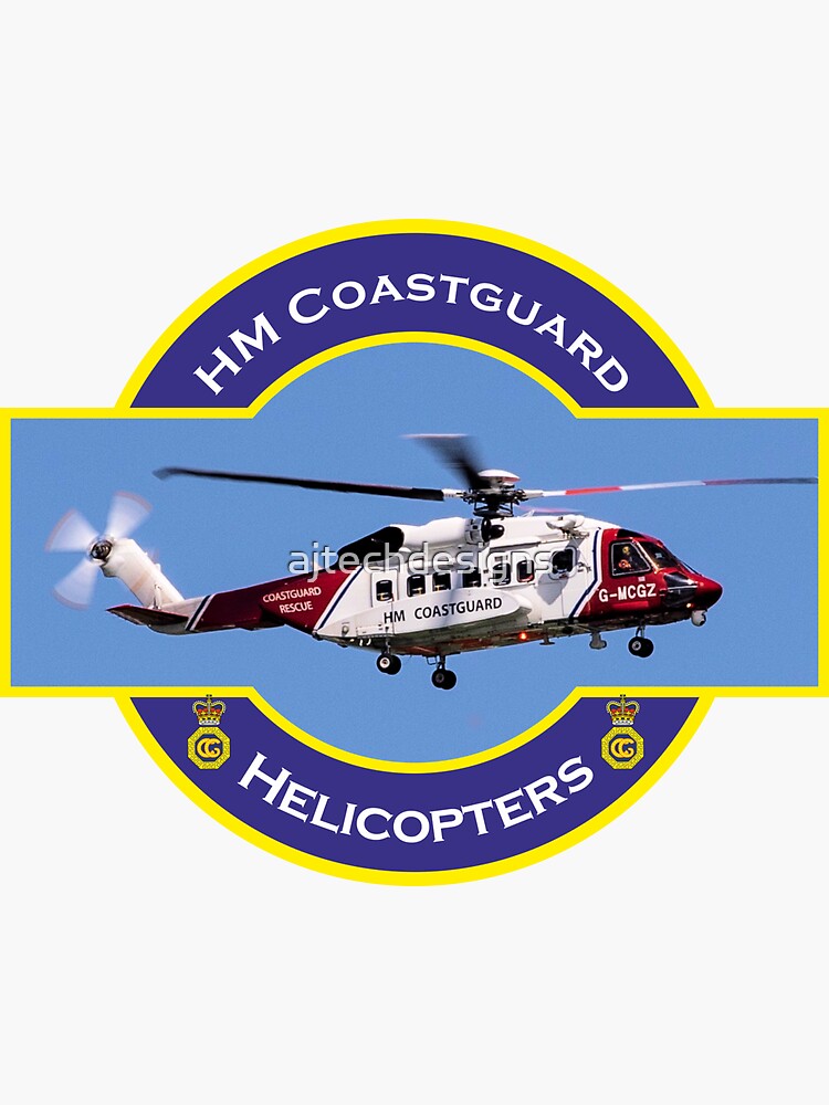 "HM Coastguard Search and rescue helicopter" Sticker for Sale by ...