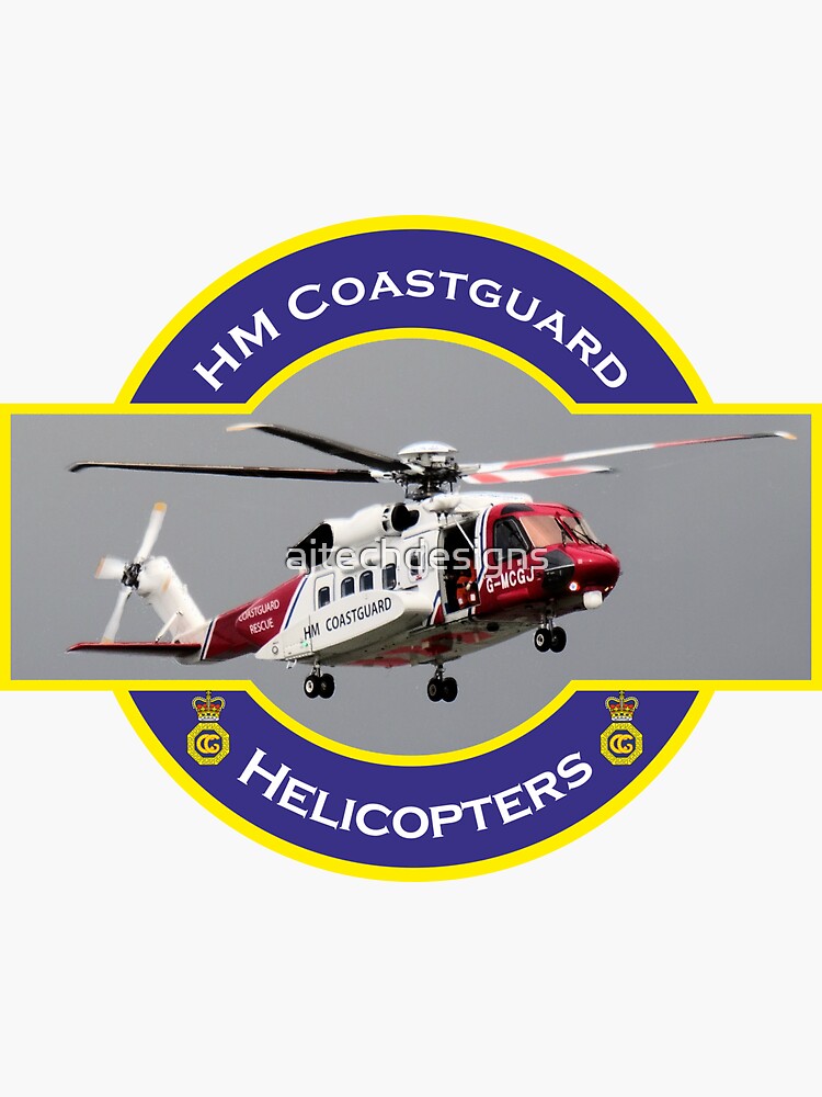 "HM Coastguard Search and rescue helicopter" Sticker for Sale by ...