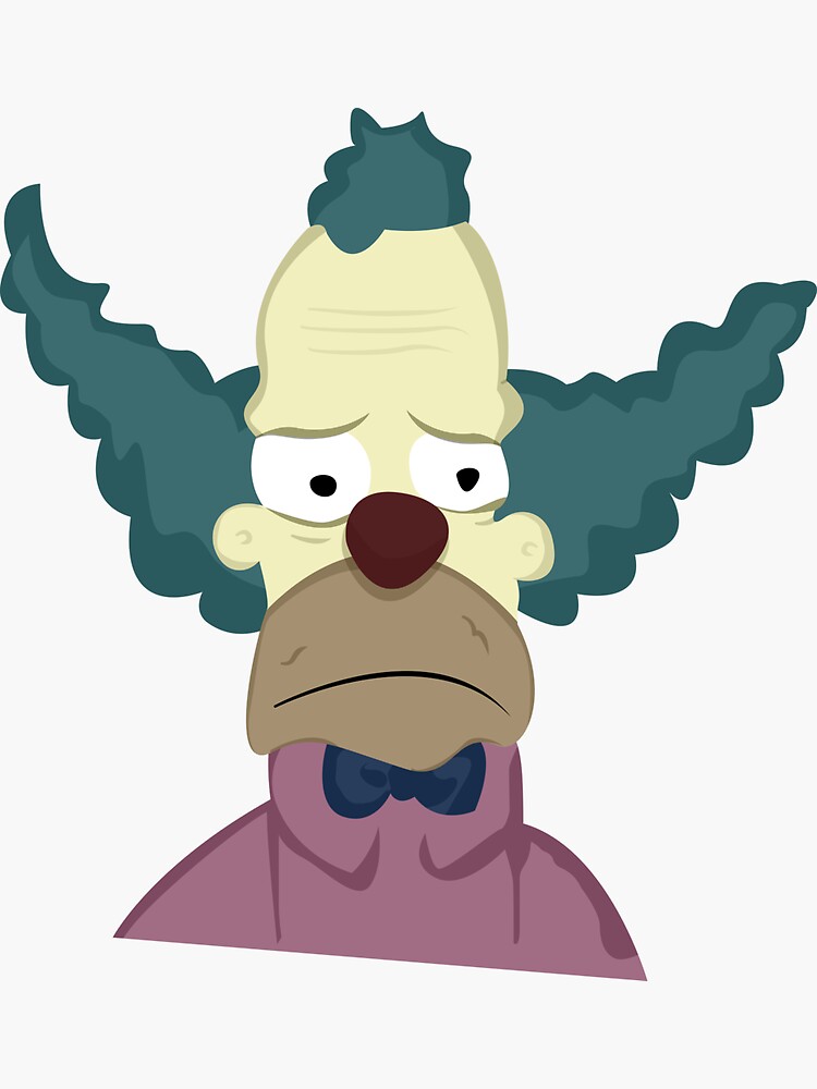 "Sad Clown Krusty" Sticker for Sale by LobotomizedMoe | Redbubble