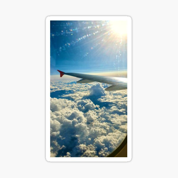 "Airplane Airport Clouds Aesthetic Photography Window Jet" Sticker for ...