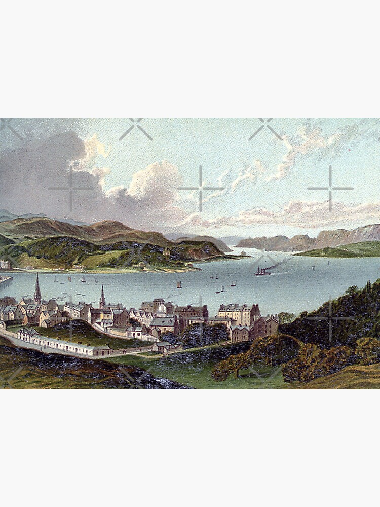 "Vintage Illustration of Oban Bay & Sound of Kerrera" Sticker for Sale ...