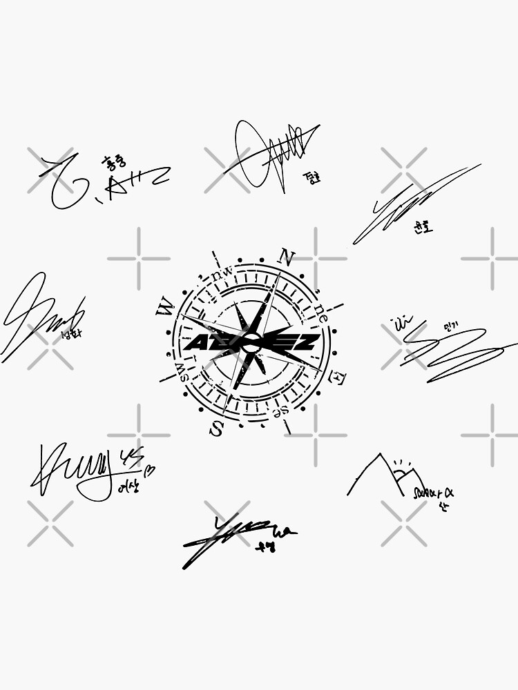 "ATEEZ MEMBERS SIGNATURE" Sticker for Sale by Chaeyoung21 | Redbubble