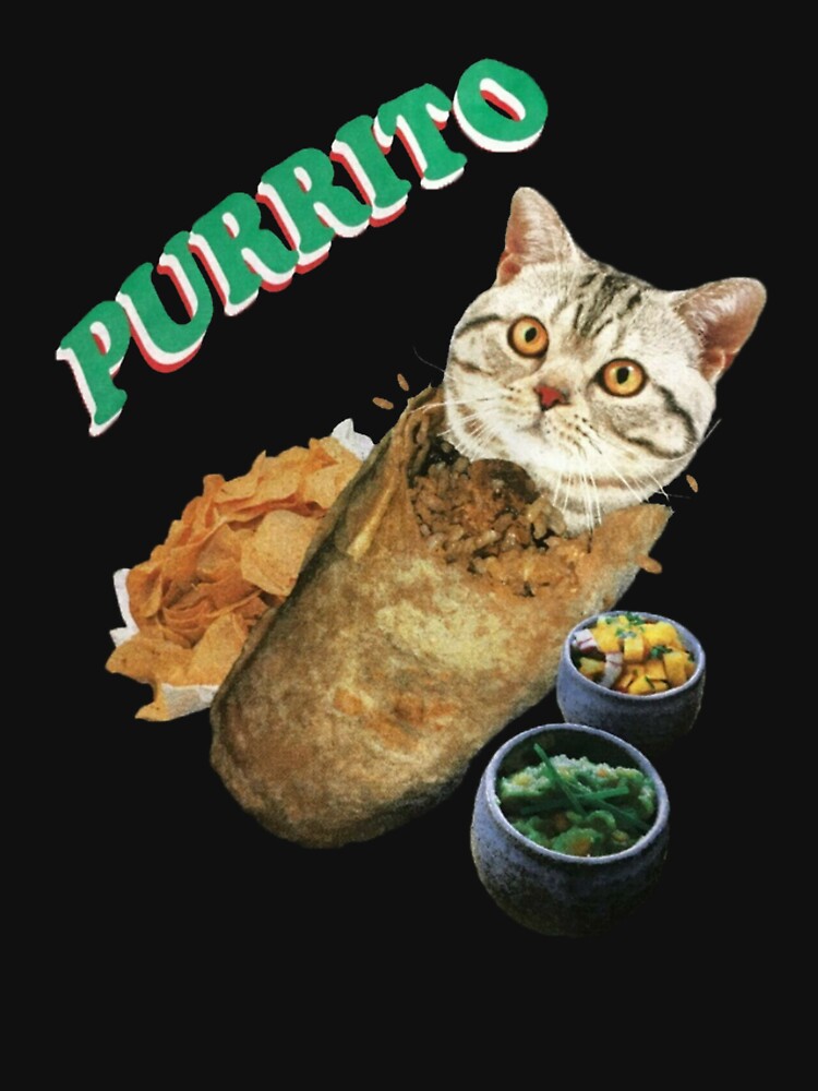 "Purrito Cat In A Burrito" T-shirt for Sale by TotoShirts | Redbubble ...