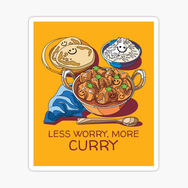 "Less Worry More Curry" Sticker for Sale by oneademones | Redbubble