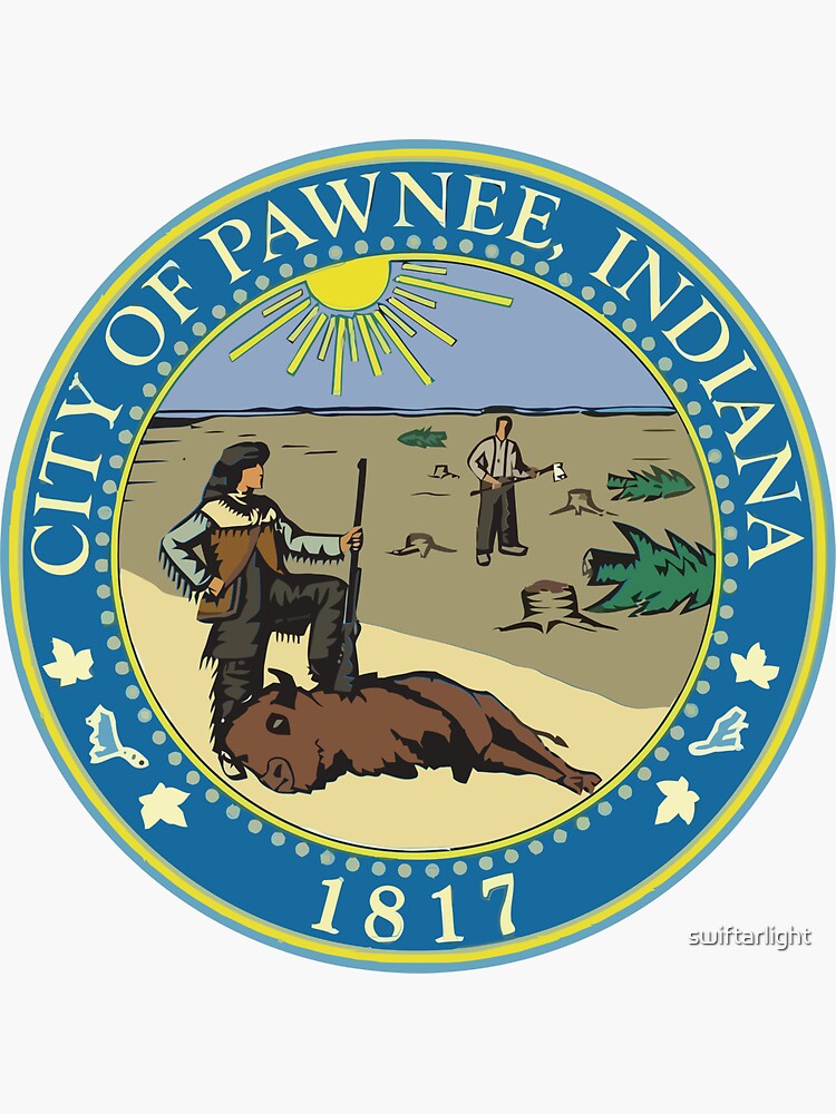"pawnee, indiana" Sticker for Sale by swiftarlight | Redbubble