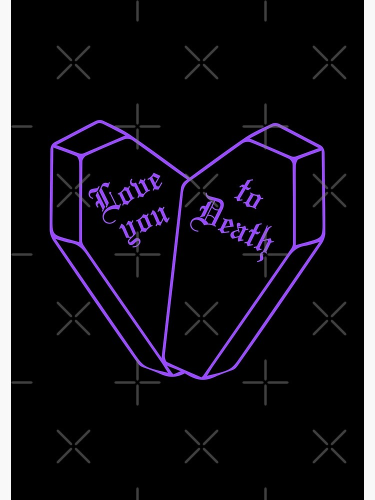 "Love you to Death: Purple Gothic Coffin Heart Line Art" Poster for ...