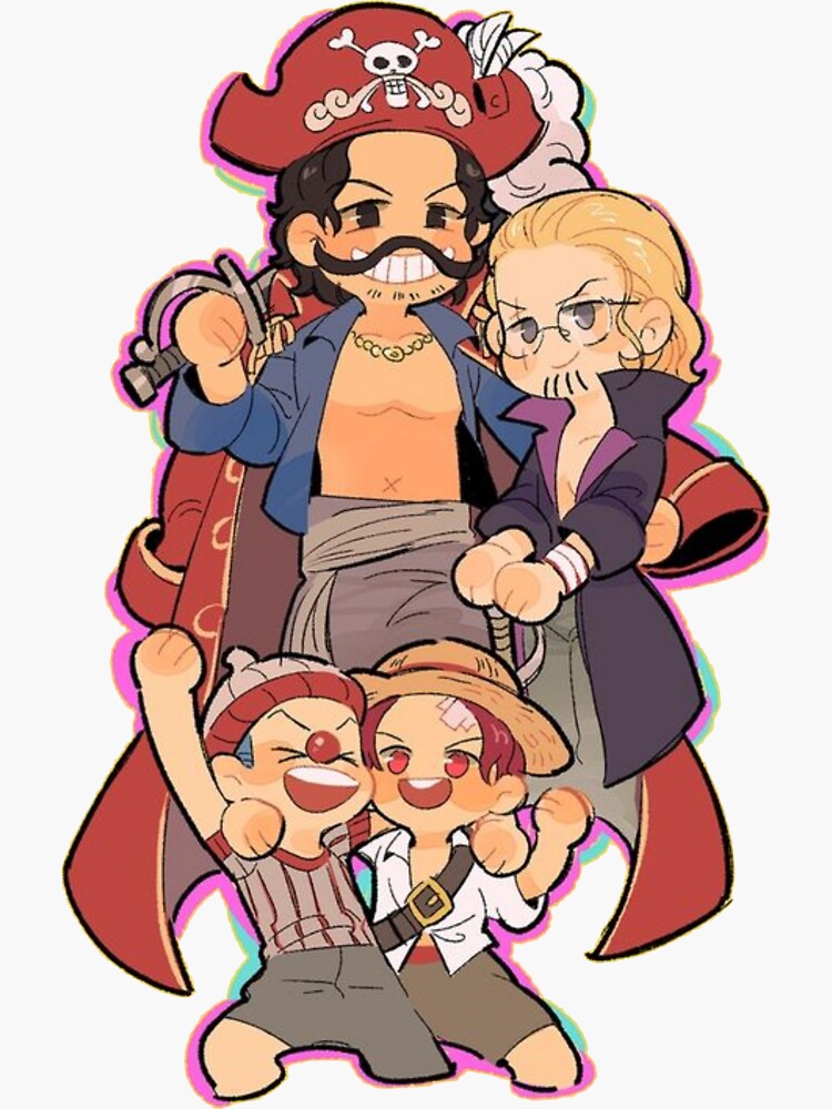 "Roger and his young crew" Sticker for Sale by Cursed-Teemo | Redbubble