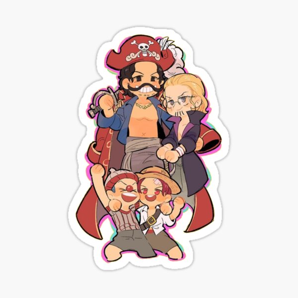"Roger and his young crew" Sticker for Sale by Cursed-Teemo | Redbubble