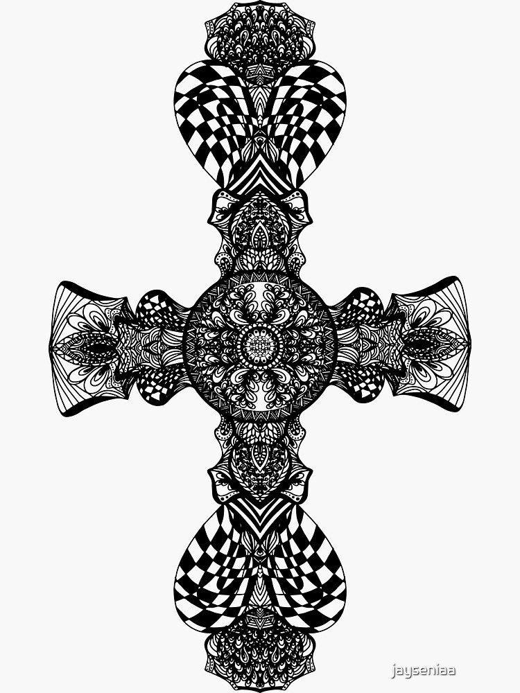"zentangle cross " Sticker for Sale by jayseniaa | Redbubble