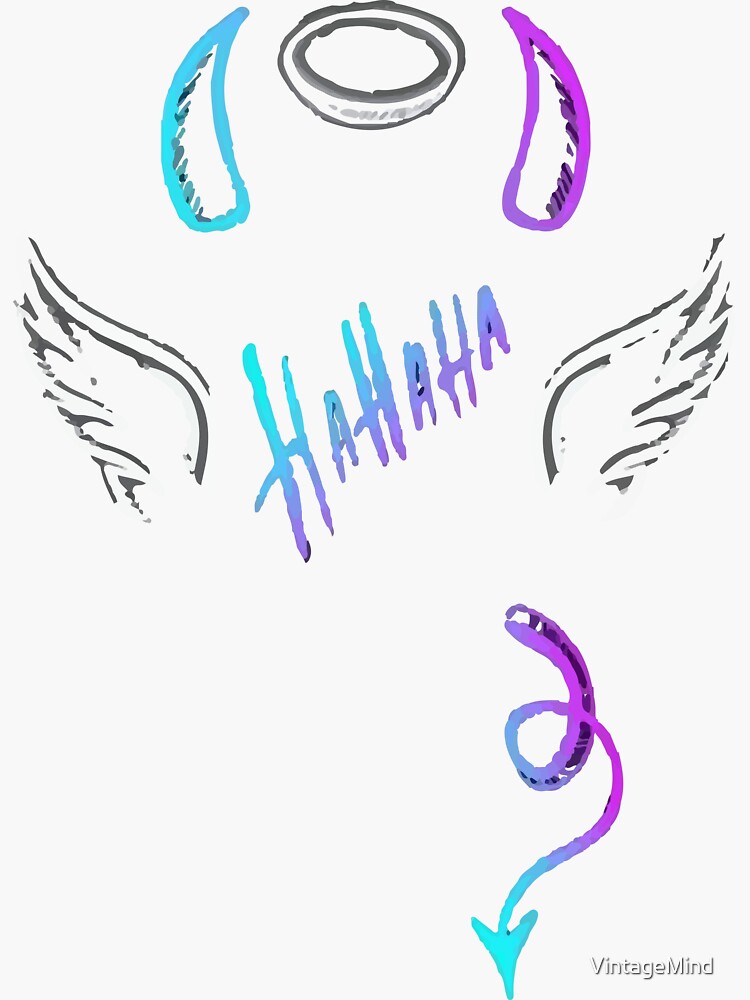 "Evil Laugh T-shirt" Sticker by VintageMind | Redbubble