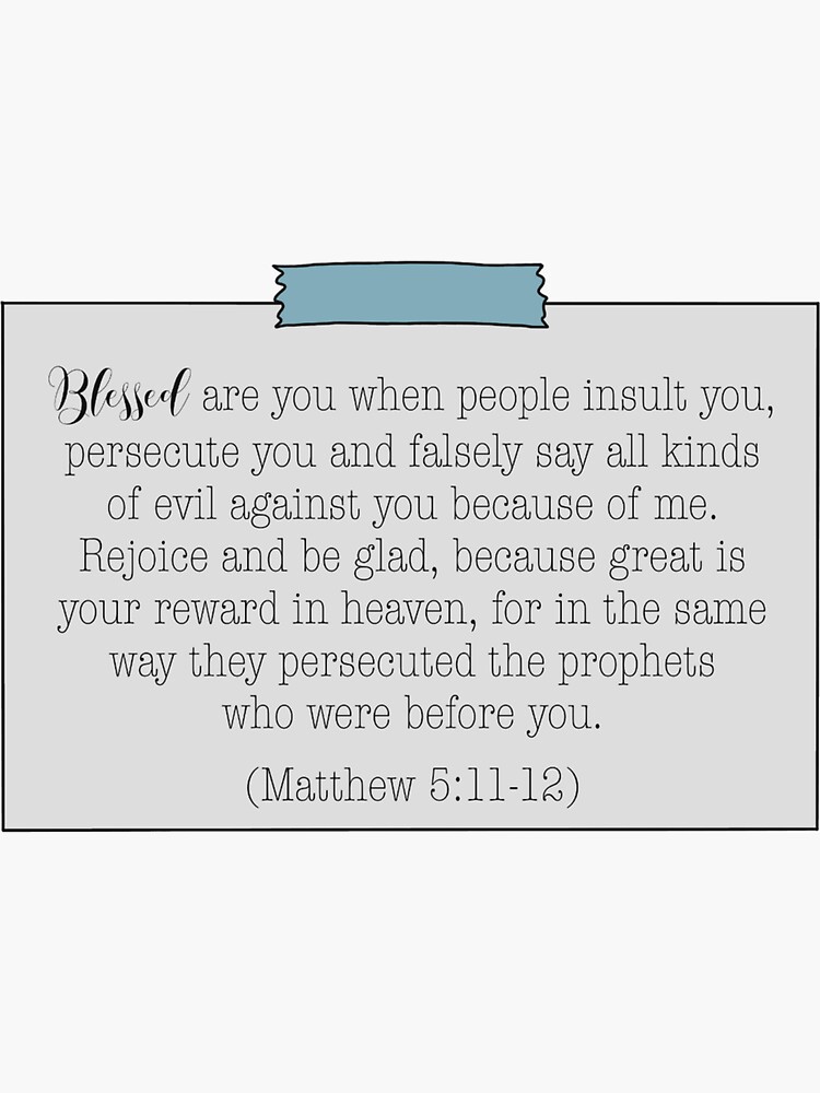 "Bible Verses Sticker, Matthew 5:11-12, Bible Quote, Faith, Christian ...