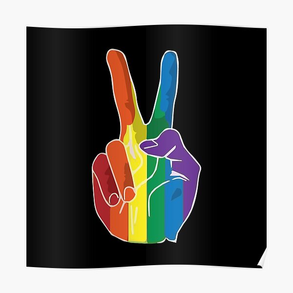 "LGBTQ Peace Sign | Gay Pride Sticker" Poster for Sale by YikesForever ...