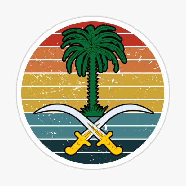"Saudi National Day, Saudi Arabia Flag, Vintage Sunset Retro " Sticker ...