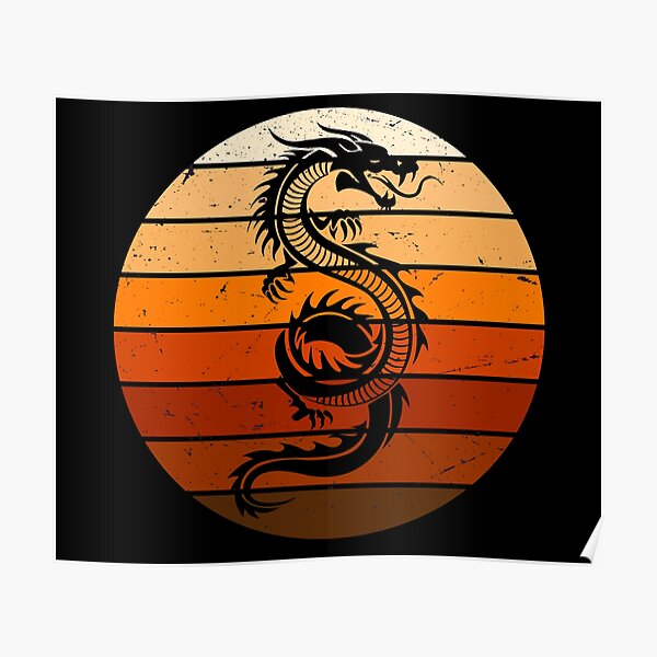"Martial Arts Red Chinese Firedrake T-Shirt Dragon Print " Poster by ...