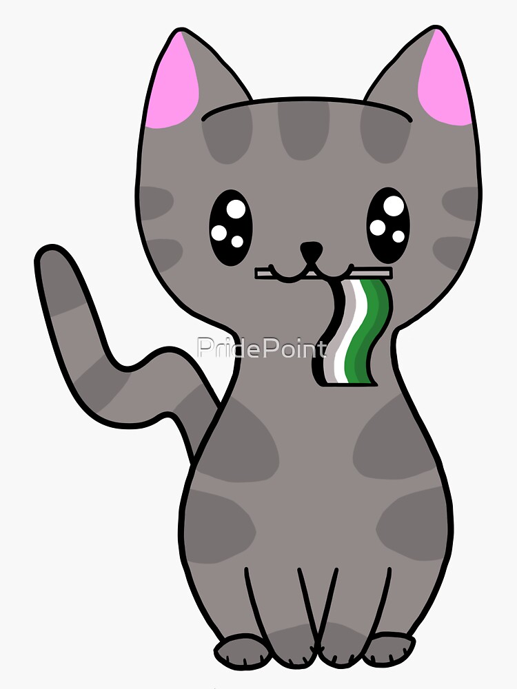 "Aromantic Pride Cat" Sticker by PridePoint | Redbubble