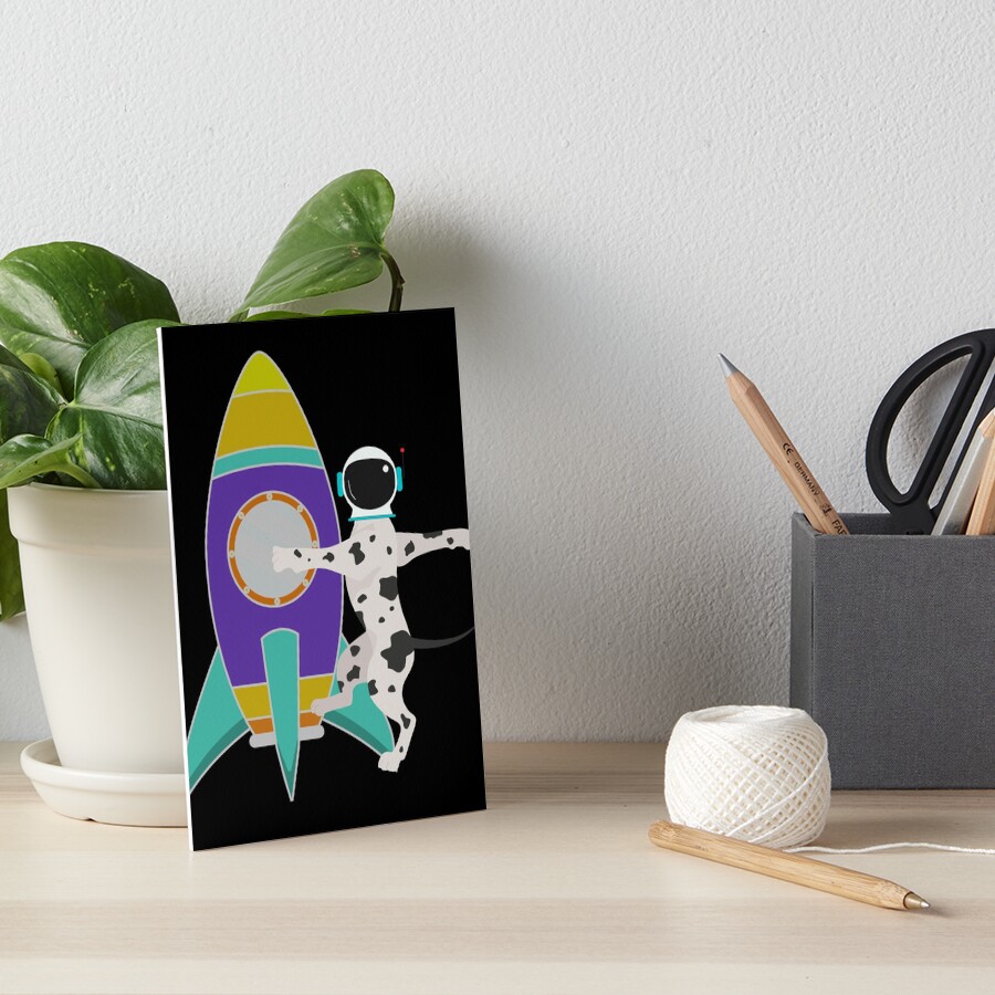 "Dancing Space Dalmatian and Rocket Ship " Art Board Print for Sale by ...