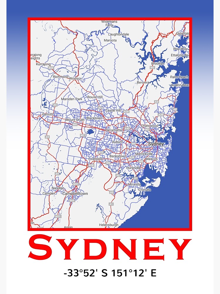 "Poster Map of Sydney" Poster for Sale by JollyGoodPrints | Redbubble