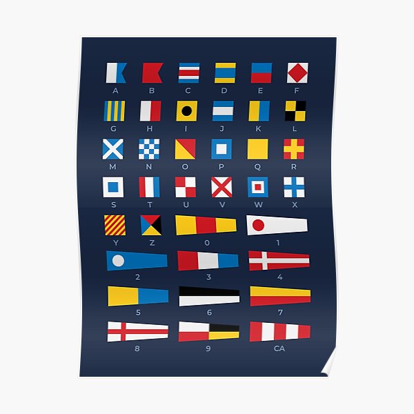 "Nautical Maritime Signal Flags Alphabet poster" Poster for Sale by ...