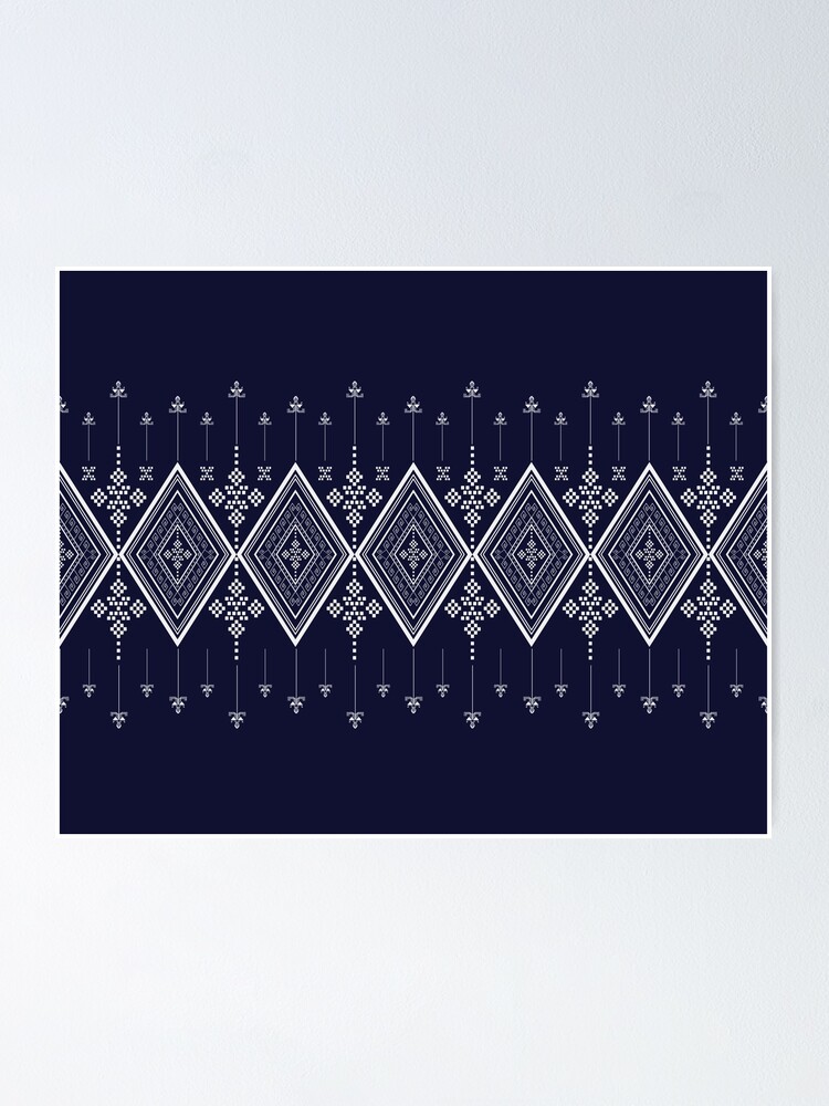 "Geometric ethnic texture embroidery design with Dark Blue background ...